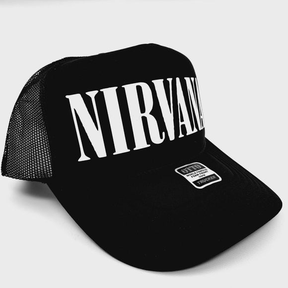 Accessories | Nirvana Foam Trucker Mesh Snapback Cap Hat Black 9s Music ...